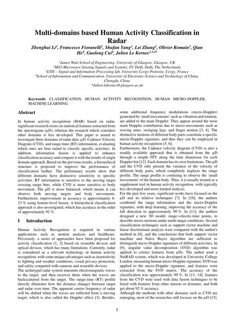 Pdf Multi Domains Based Human Activity Classification In Radar