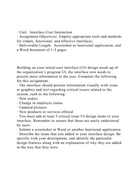 · Unit Interface User Interaction· Assignment Objectives Emdocx
