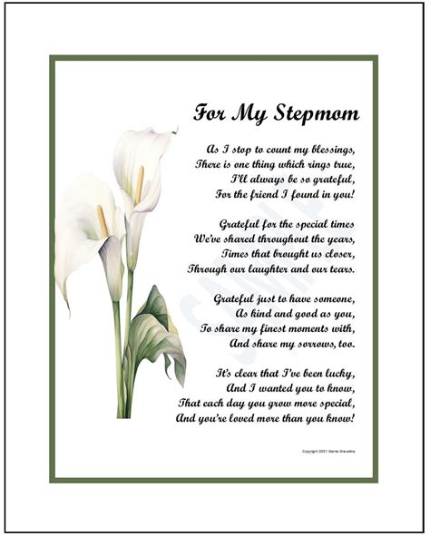 Poem For My Stepmom Digital Download Stepmom T Present Thank You