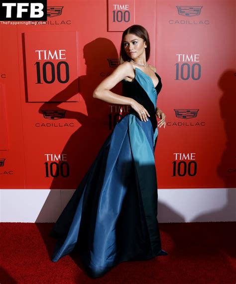 Zendaya Poses In A Blue Strapless Dress For The 2022 Time100 Gala In
