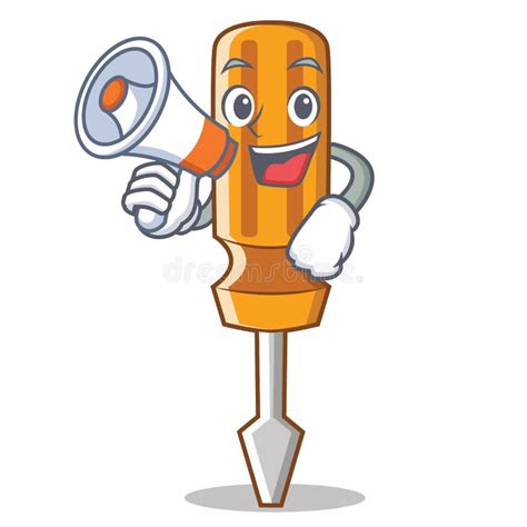 With Megaphone Screwdriver Character Cartoon Style Stock Vector Illustration Of Background