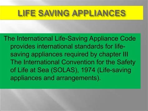 Personal Life Saving Appliances Pdf