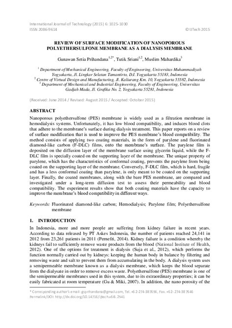 Pdf Review Of Surface Modification Of Nanoporous Polyethersulfone
