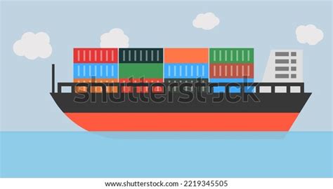 Sea Sky Cargo Ship Background Container Stock Vector Royalty Free 2219345505 Shutterstock