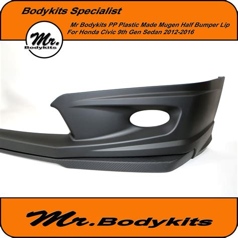 Plastic Mugen Front Bumper Lip For Honda Civic 9th Gen 2012 2016 Fb Su