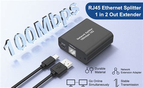 Rj45 Ethernet Splitter 1 To 2 Out 100mbps Lan Splitter Network Splitter [2 Devices
