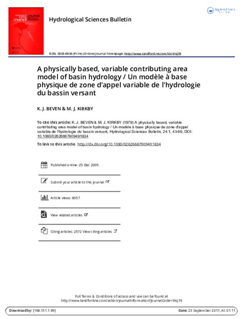 pdf a physically based variable contributing area model of basin hydrology