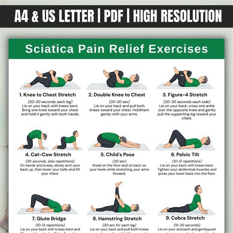 Sciatica Pain Relief Exercises Printable Lower Back Stretch Routine