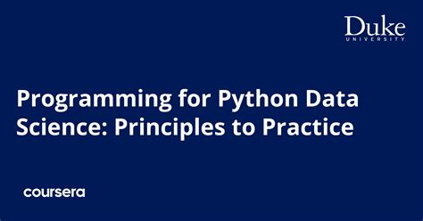 Programming For Python Data Science Principles To Practice Coursera
