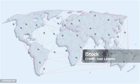 3d 세계지도의 공항 및 비행기 노선 개념에 대한 스톡 벡터 아트 및 기타 이미지 개념 공항 관광 Istock