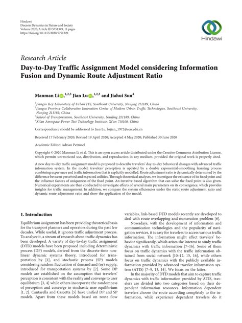Pdf Day To Day Traffic Assignment Model Considering Information Fusion And Dynamic Route