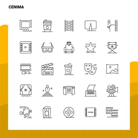 Set Of Cenima Line Icon Set 25 Icons Vector Minimalism Style Design Black Icons Set Linear