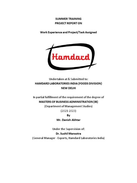 Internship Report Danish Akhtar Pdf Economies Business