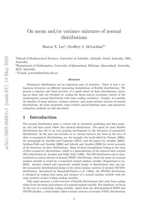On Mean And Or Variance Mixtures Of Normal Distributions Deepai