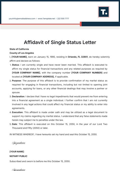 Affidavit Letter Format