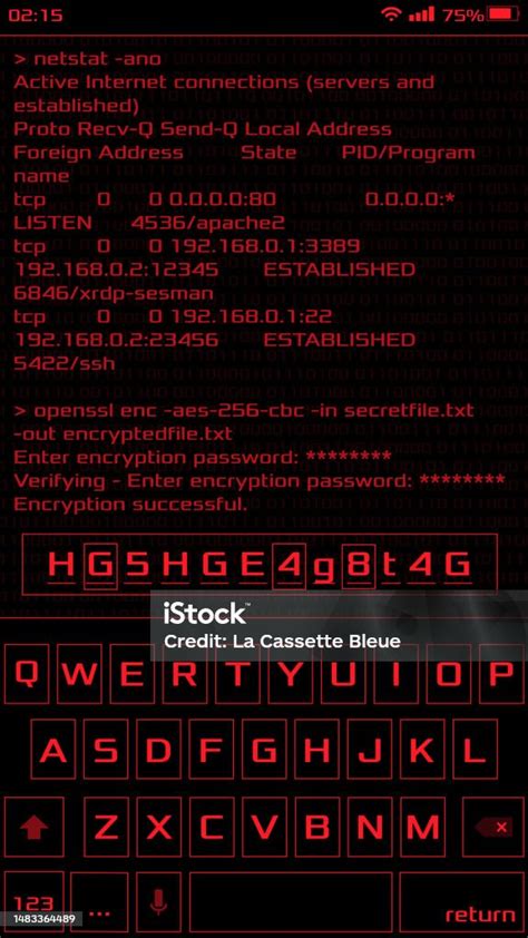 Smartphone Password Hacking Interface Red Screen Hacker And Virus Theme Stock Illustration