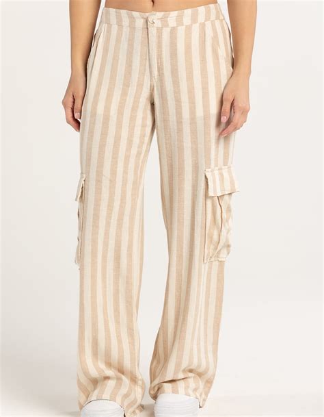 Rsq Womens Stripe Linen Carpenter Pants Whtkhaki Tillys