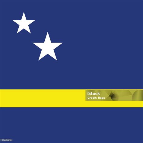 퀴라소 국기 플래그 아이콘입니다 표준 색상 사각형 깃발입니다 컴퓨터 일러스트레이션 디지털 일러스트레이션 벡터 일러스트 레이