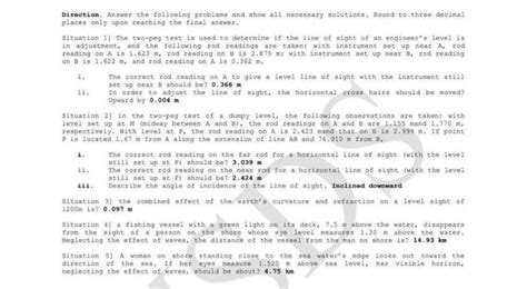 Solved Direction Answer The Following Problems And Show All