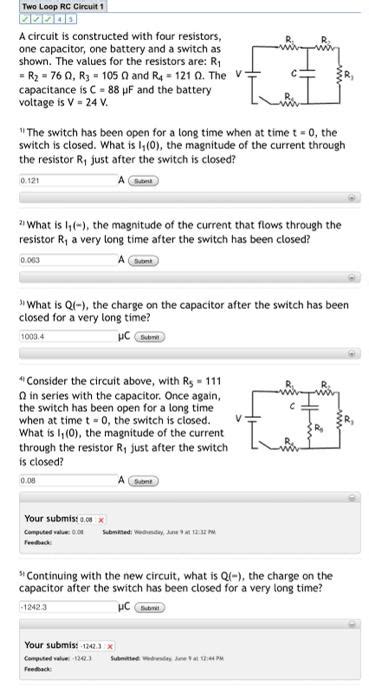 Solved Two Loop Rc Circuit 1 A Circuit Is Constructed With