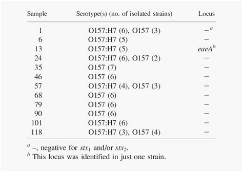 Table For Serotyping Of E Coli Hd Png Download Kindpng