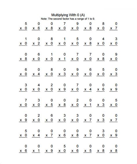 Free 8 Sample Vertical Multiplication Facts Worksheet Templates In Pdf