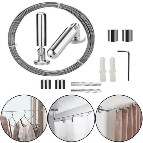 Stainless Steel Clothes Drying Rope Tension Wire Curtain Rod For Shower