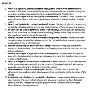 Colloids Reading Passage And X 10 Questions EDITABLE By The STEM Center