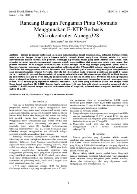 Pdf Rancang Bangun Pengaman Pintu Otomatis Menggunakan E Ktp Berbasis