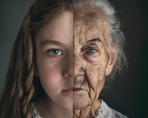 Uma Fotografia De Um Rosto Dividido Em Duas Metades Metade De Uma