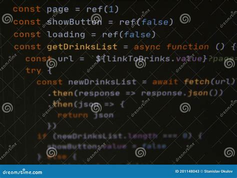 The Program Javascript Code On The Computer Black Screen The Concept Of Website Internet