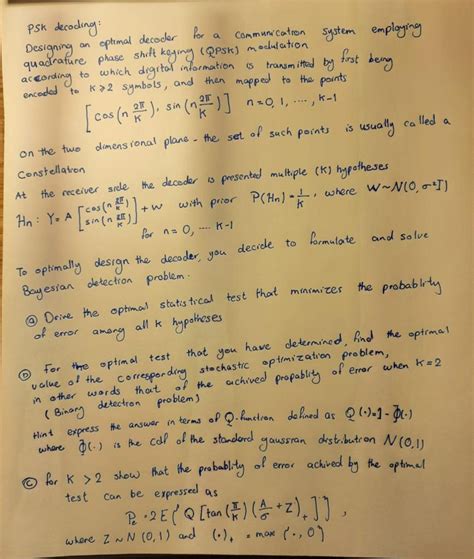 Psk Decoding Designing An Optrmal Decoder For A