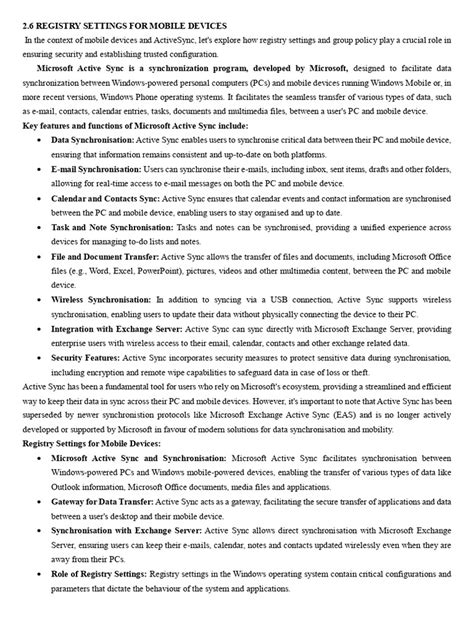 26 Registry Settings For Mobile Devices Pdf
