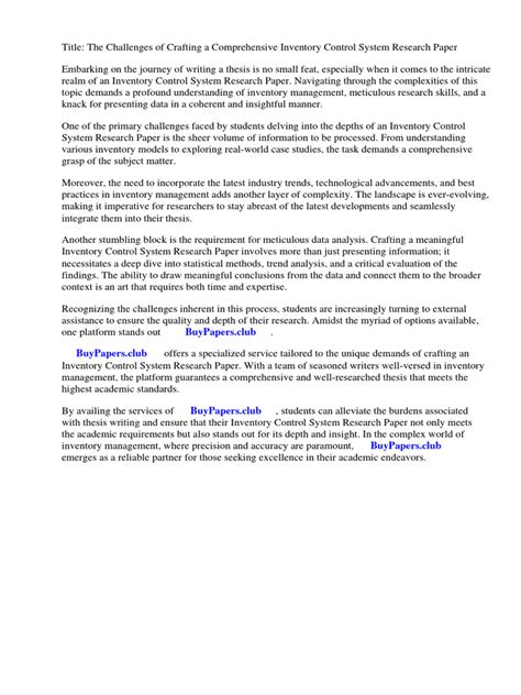 Inventory Control System Research Paper Pdf Inventory Business