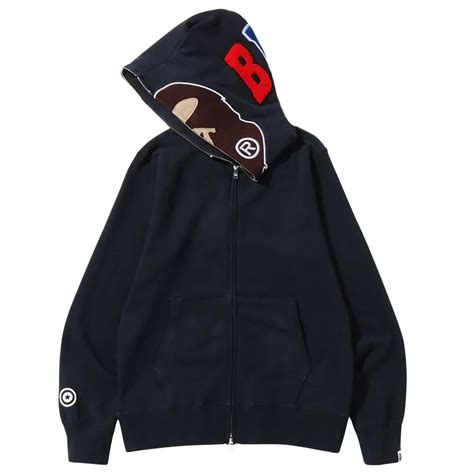 A Bathing Ape Men Overdye 2nd Ape Full Zip Hoodie Black