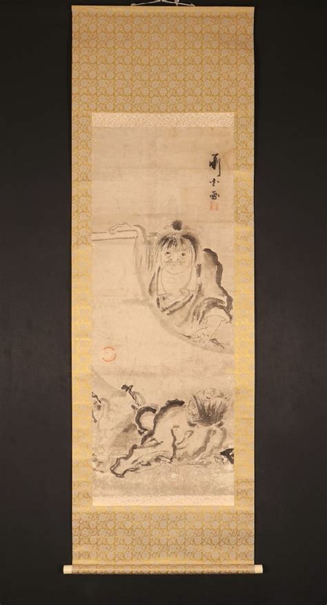 Yahooオークション 【模写】【一灯】vg3709〈曽我蕭白〉寒山拾得図
