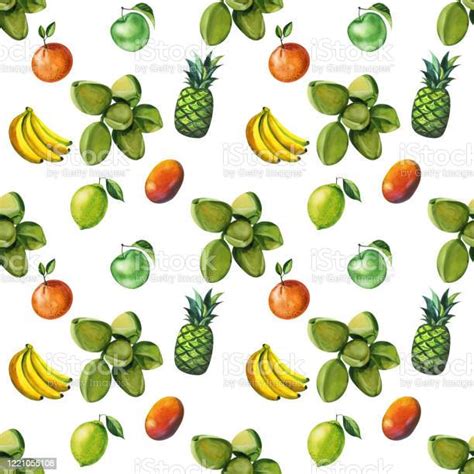 수채화 원활한 꽃 패턴 과 Fruts 손으로 그리기 장식 배경 손으로 그린 수채화 그림입니다 섬유 천 벽지 스크랩북 인쇄 0명에 대한 스톡 벡터 아트 및 기타 이미지