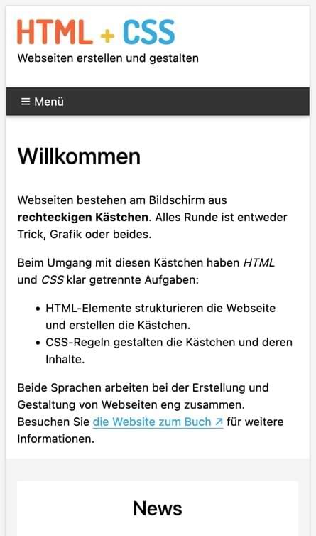 Über diese Website html und css de