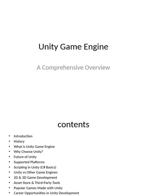 Unity Game Engine Final Presentation Pdf Unity Game Engine Computing