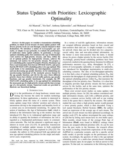 Pdf Status Updates With Priorities Lexicographic Optimality