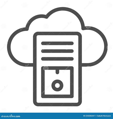 Cloud Server Data Storage Line Icon Cctv Concept Database Vector Sign On White Background