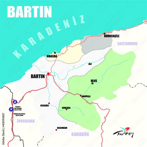 Bartin Turkey Bartin Haritasi Bartin Ilceleri Amasra Kurucaşile Ulus Kozcagiz Abdipasa