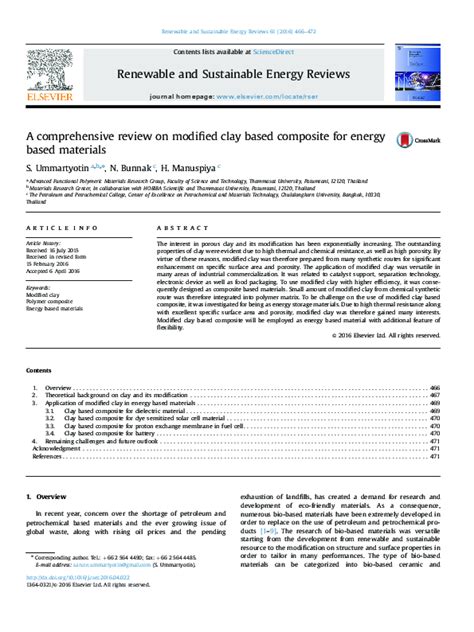 Pdf A Comprehensive Review On Modified Clay Based Composite For Energy Based Materials