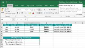 Excel Insert Shortcut Row Column Worksheets Workbook
