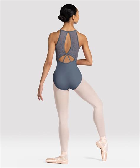 Floral Open Back Leotard Graphite Grey L Outlet