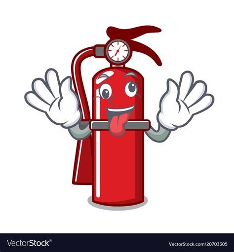 Crazy Fire Extinguisher Mascot Cartoon Royalty Free Vector