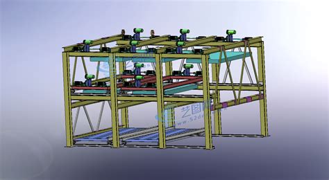 三层立体车库结构设计含cad图纸 Solidworks11三维模型 说明书｜c24177 艺图网