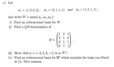 Solved An Orthonormal Basis For W C Let X X Course Hero