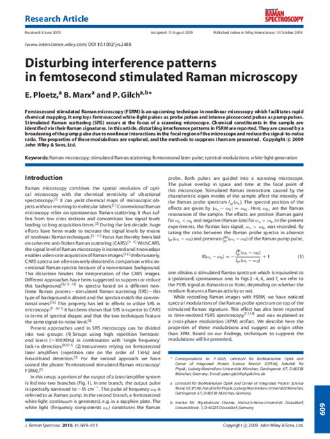 Pdf Disturbing Interference Patterns In Femtosecond Stimulated Raman Microscopy