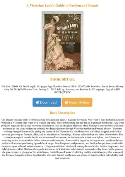 Download Pdf A Victorian Ladys Guide To Fashion And Beauty Full Online